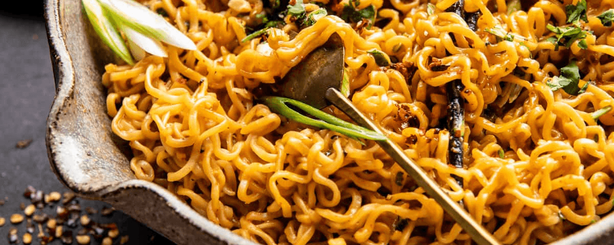 20 Minute Garlic Oil Schezwan Peanut Noodles Forked